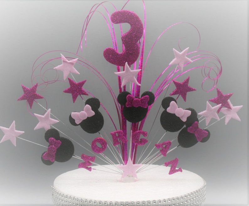 Minnie Mickey Mouse Glitter Cake Topper Spray Cake Decoration - Etsy UK