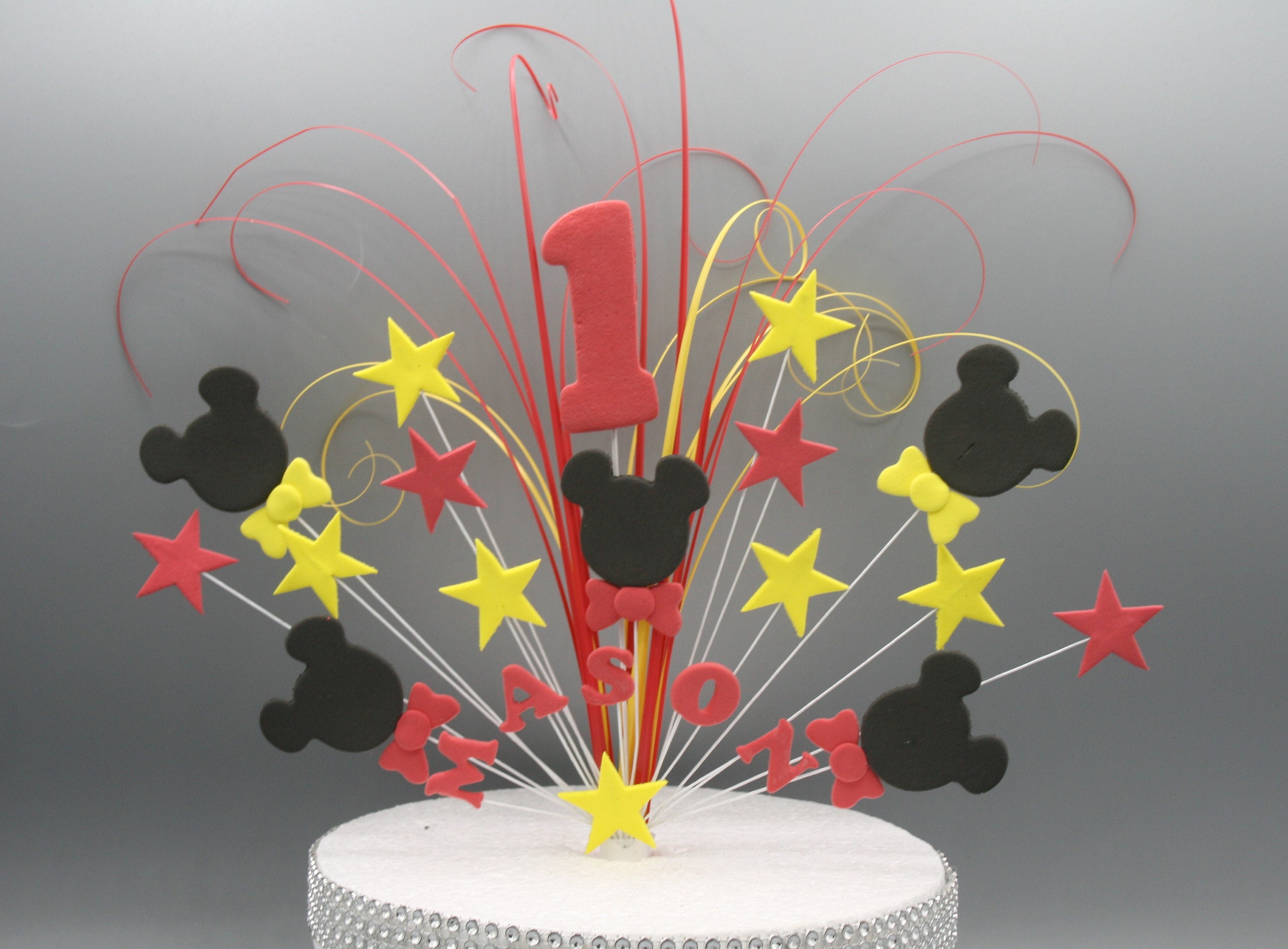 Minnie Mickey Mouse Glitter Cake Topper Spray Cake Decoration - Etsy UK