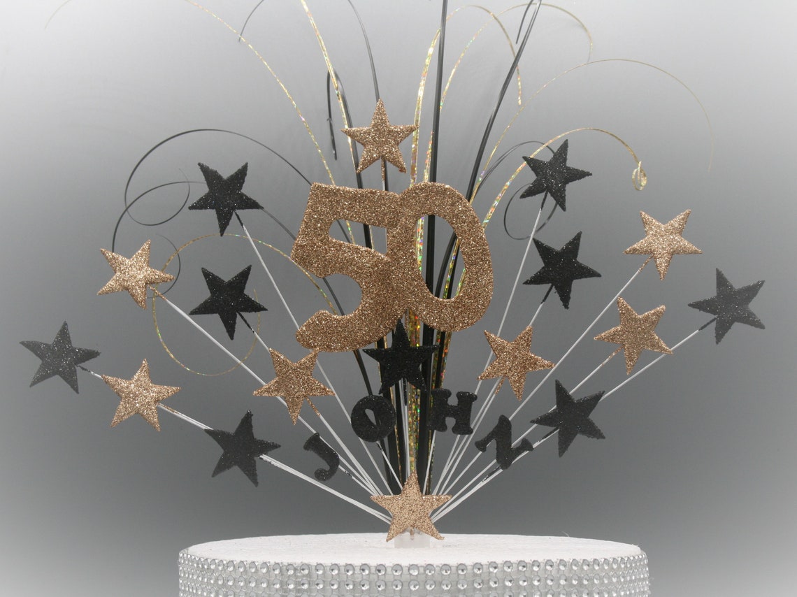 Stars Hearts Glittered Cake Topper Spray Cake Decoration | Etsy