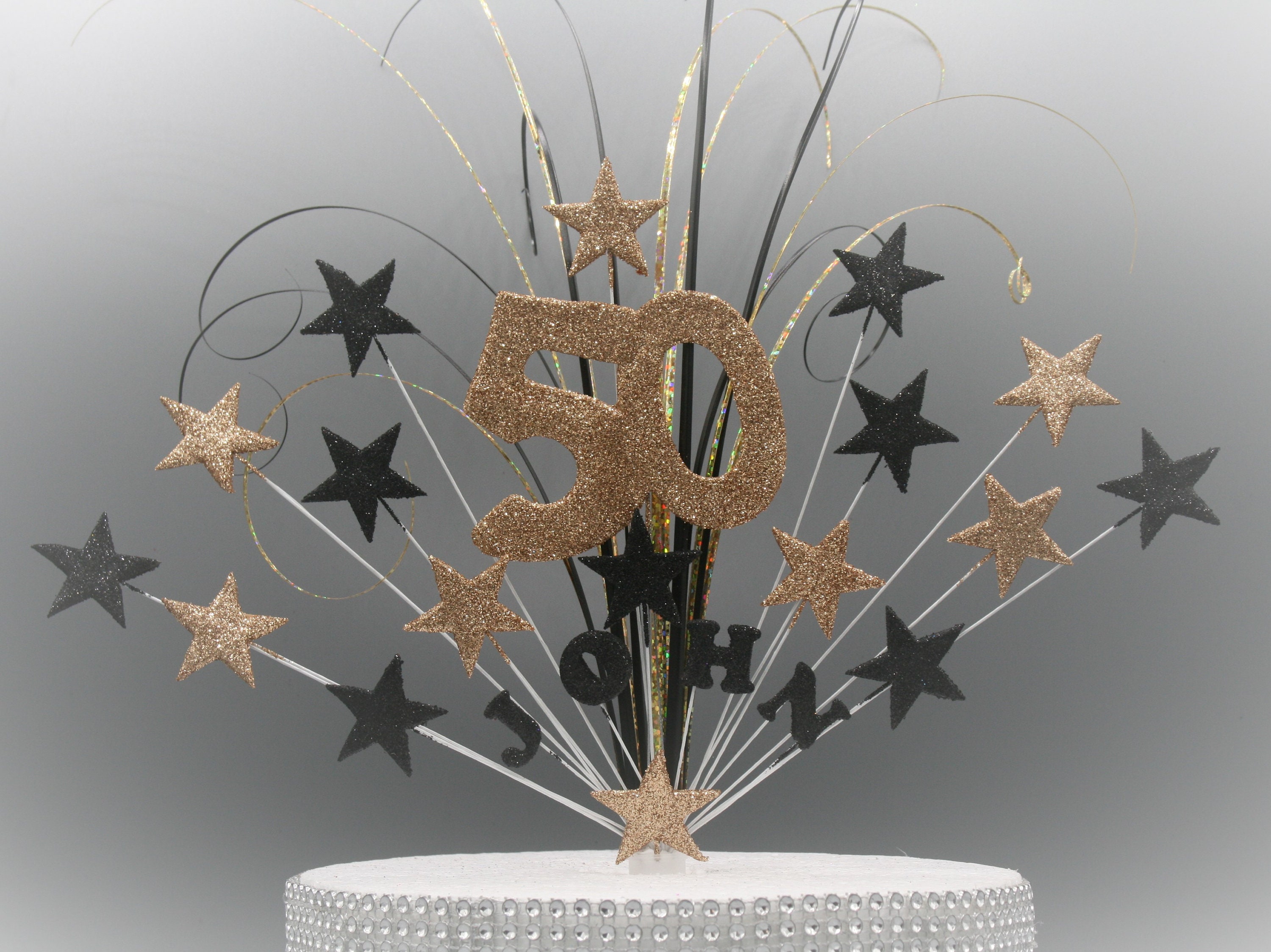 Stars Hearts Glittered Cake Topper Spray Cake Decoration | Etsy