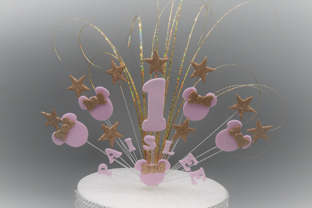 Minnie Mickey Mouse Glitter Cake Topper Spray Cake Decoration - Etsy UK