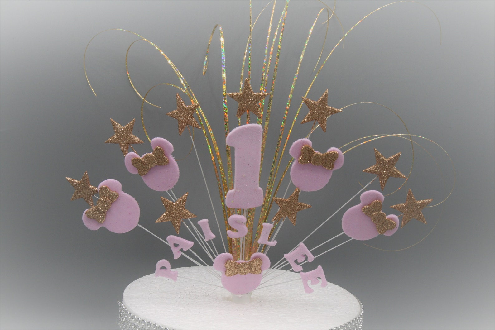 Minnie Mickey Mouse Glitter Cake Topper Spray Cake Decoration - Etsy UK