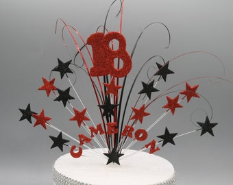 Stars Hearts Glittered Cake Topper Spray Cake Decoration | Etsy