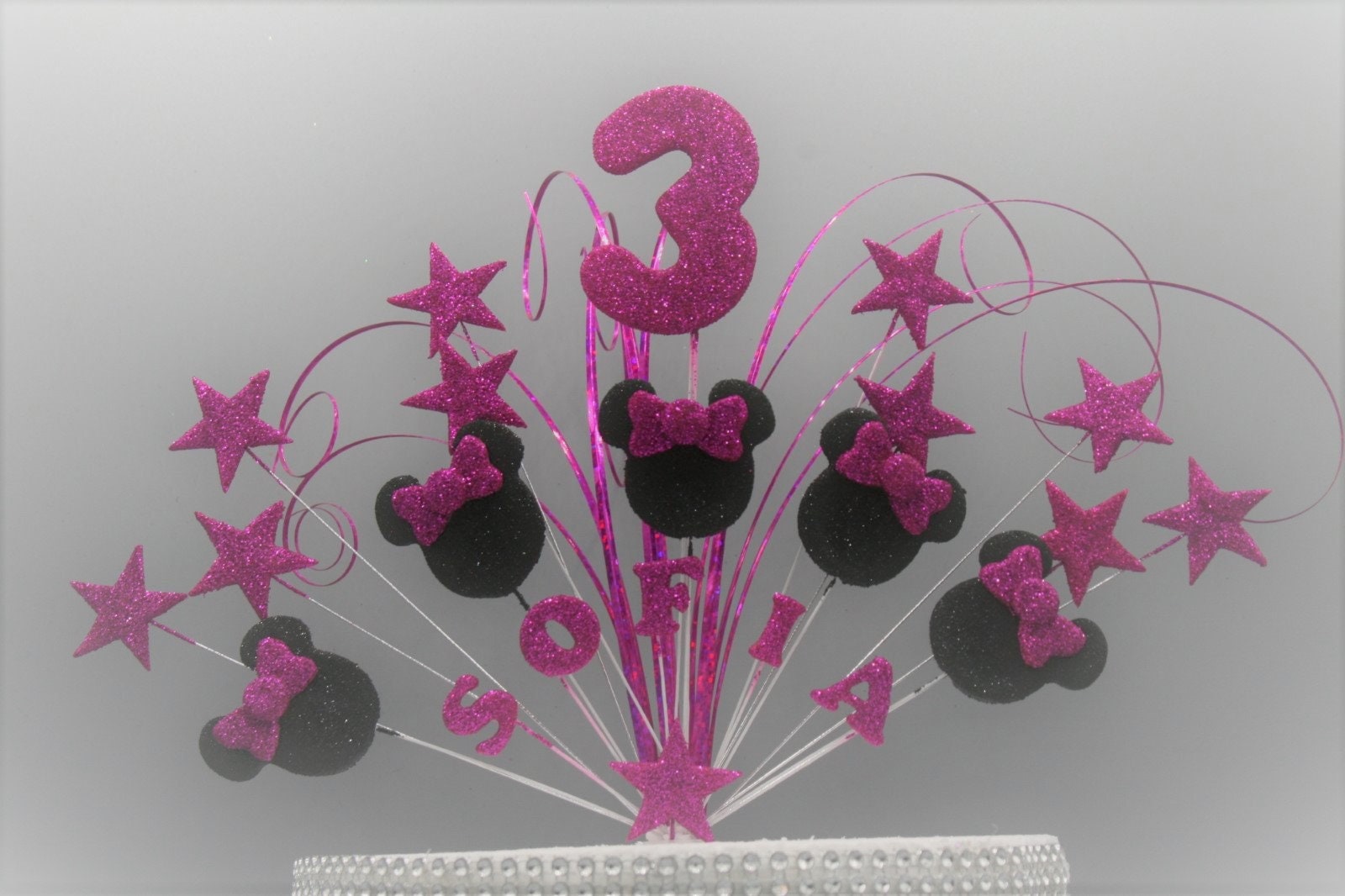 Minnie Mickey Mouse Glitter Cake Topper Spray Cake Decoration - Etsy UK