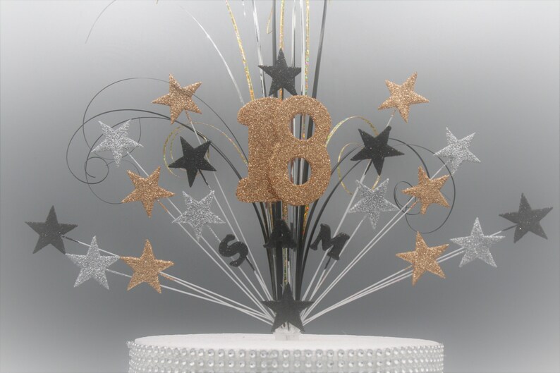 Stars Hearts Glittered Cake Topper Spray Cake Decoration Etsy