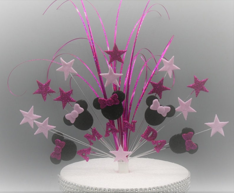 Minnie Mickey Mouse Glitter Cake Topper Spray Cake Decoration - Etsy UK