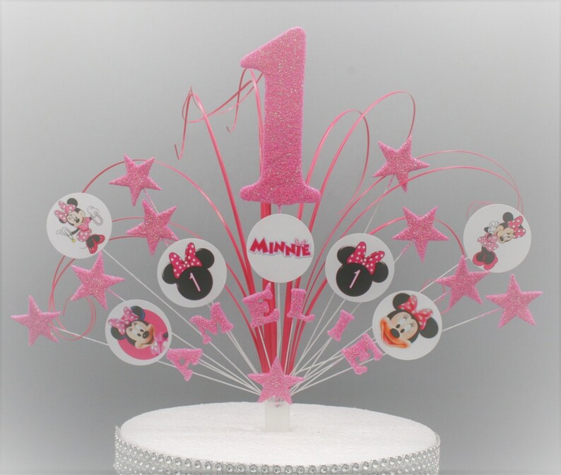 Minnie Mickey Mouse Glitter Cake Topper Spray Cake Decoration - Etsy UK