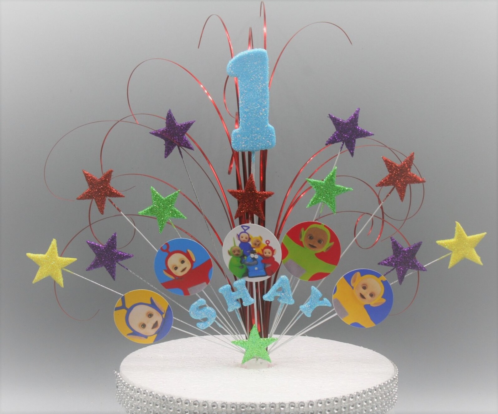 Teletubbies Glitter Cake Topper Spray Cake Decoration Birthday | Etsy