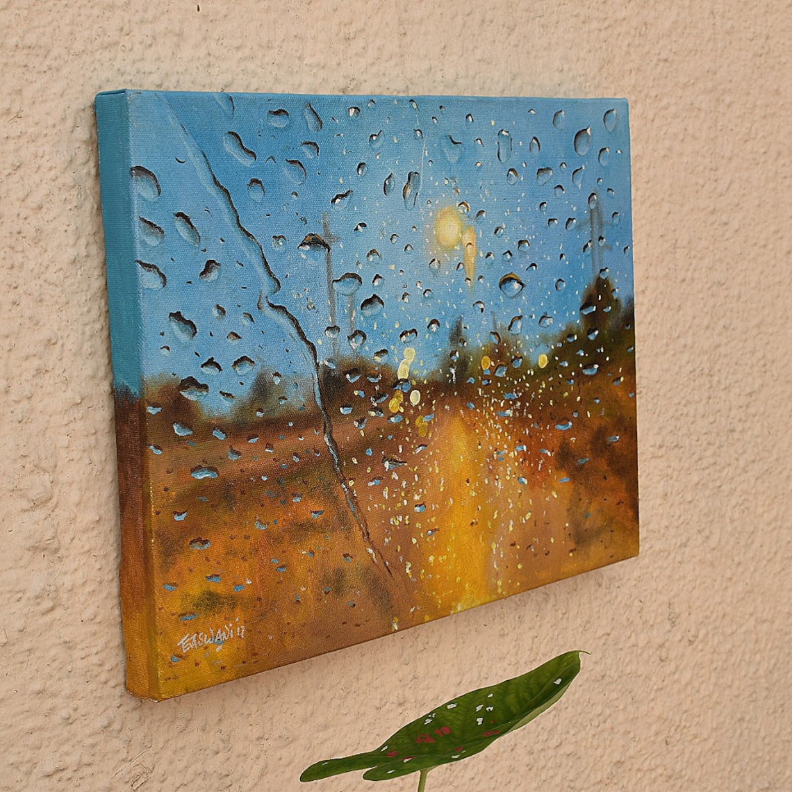 Raindrop Painting : Home Decor Wall Art Original Oil | Etsy