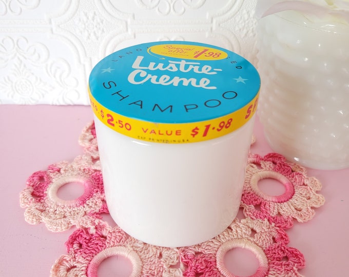 Vintage LUSTRE-CREME Shampoo Jar| Milk Glass Jar - Etsy