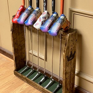 Rustic Distressed Wood Display Rack for 6 Scotty Cameron Putters Golf ...