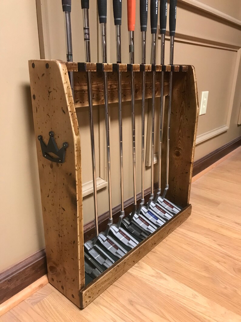 Hand Made Rustic Distressed Wood Golf Club Display Walnut Finish Rack ...
