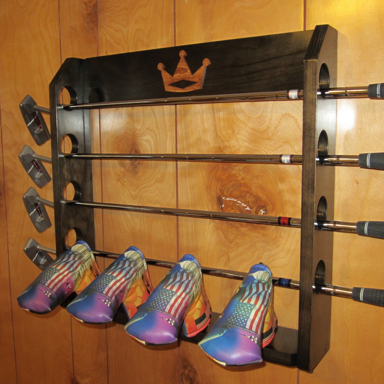 New Solid Wood Golf Club Display Rack Case in Ebony Black | Etsy