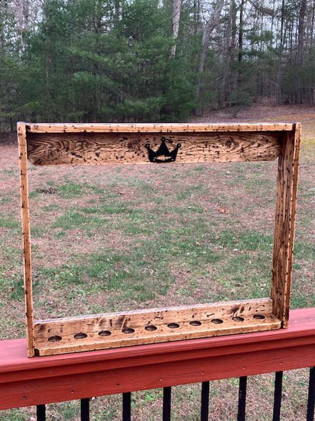 Rustic Distressed Wood Wall Rack Golf Club Display 10 Putters W Covers ...