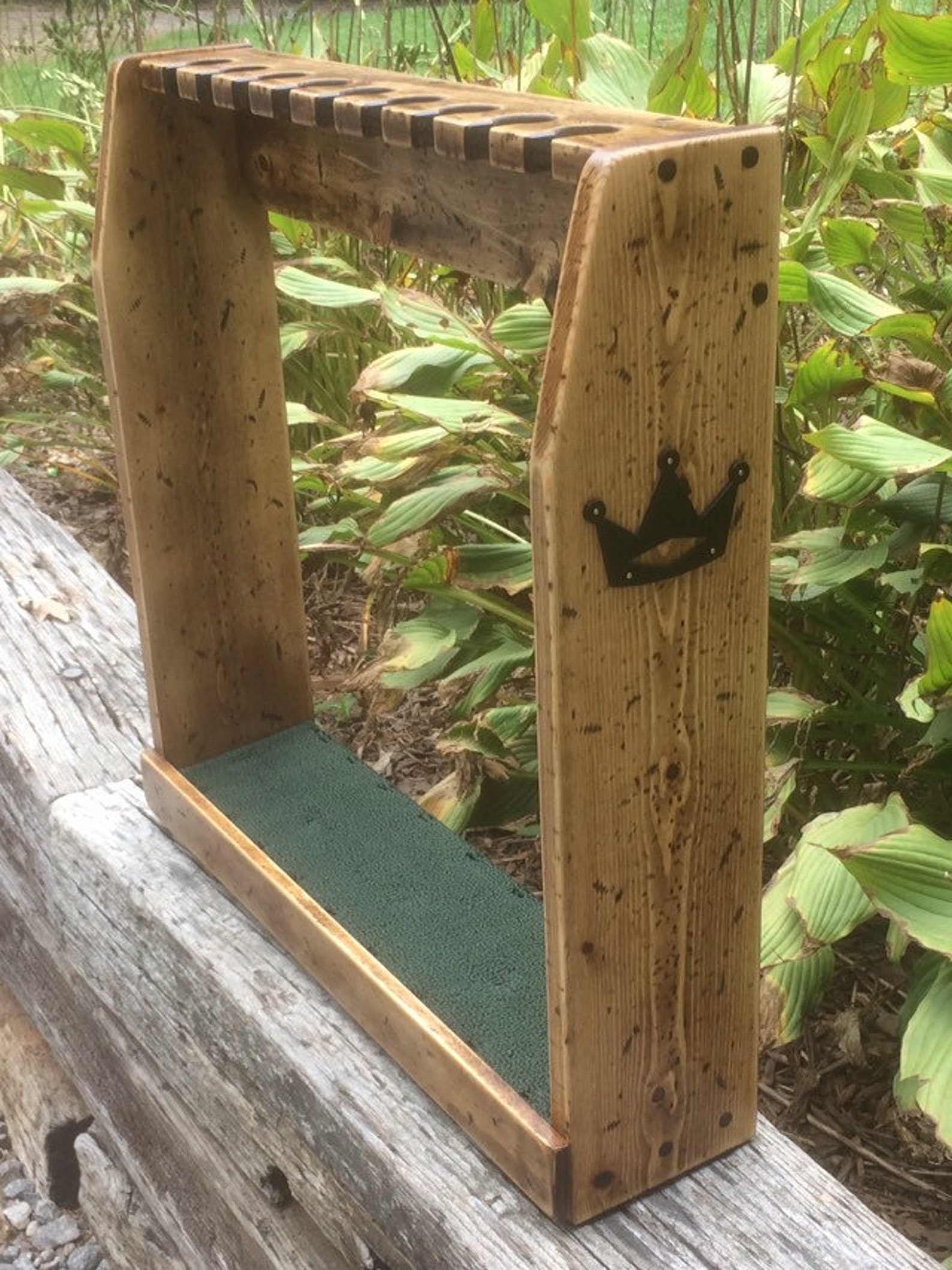 Hand Made Rustic Distressed Wood Golf Club Display Walnut Finish Rack ...