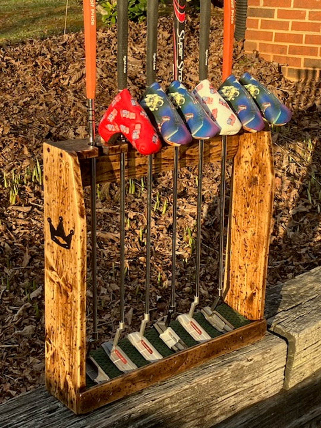Rustic Distressed Wood Display Rack for 6 Scotty Cameron Putters Golf ...