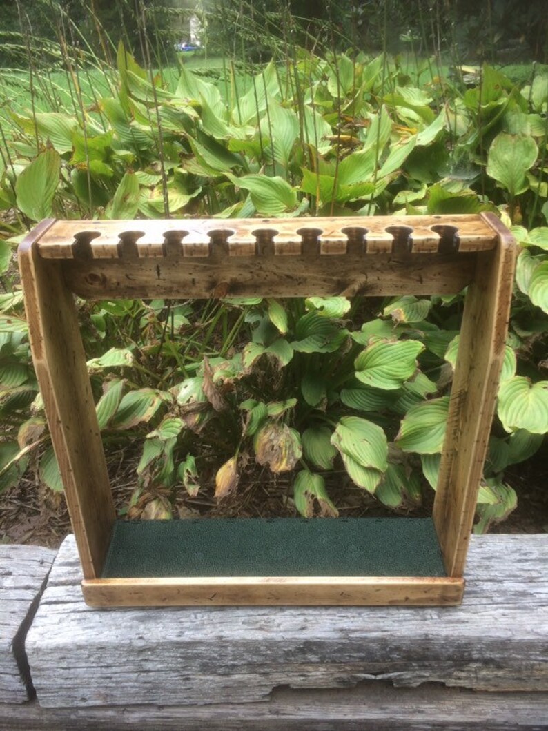 Hand Made Rustic Distressed Wood Golf Club Display Walnut Finish Rack ...