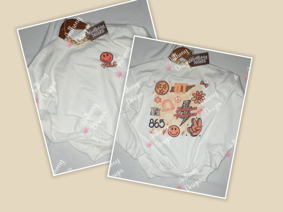 Tennessee Retro Smiley Face Bleached Sweatshirt Can Be Personalized - Etsy