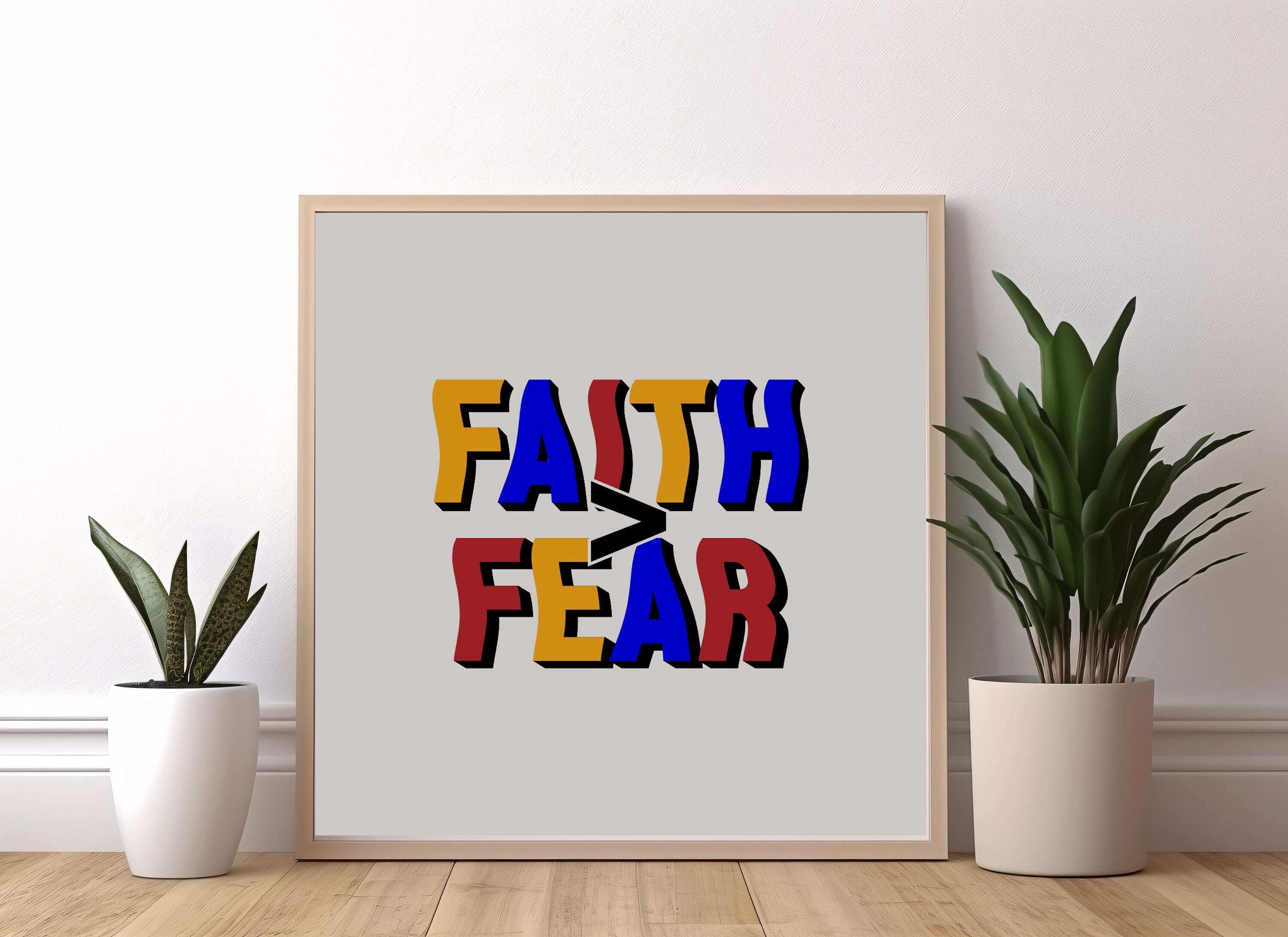 Faith Over Fear Digital Download Printable Artwork Retro - Etsy