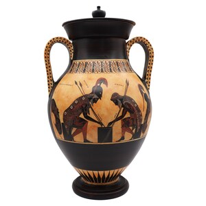 Greek Pottery, Amphora of Exekias, Black Figure Vase, Achilles and Ajax ...
