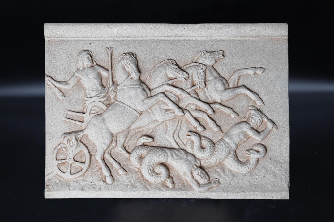 Greek God Zeus Fighting the Titans Archaic Plaque, Titanomachy Titans ...