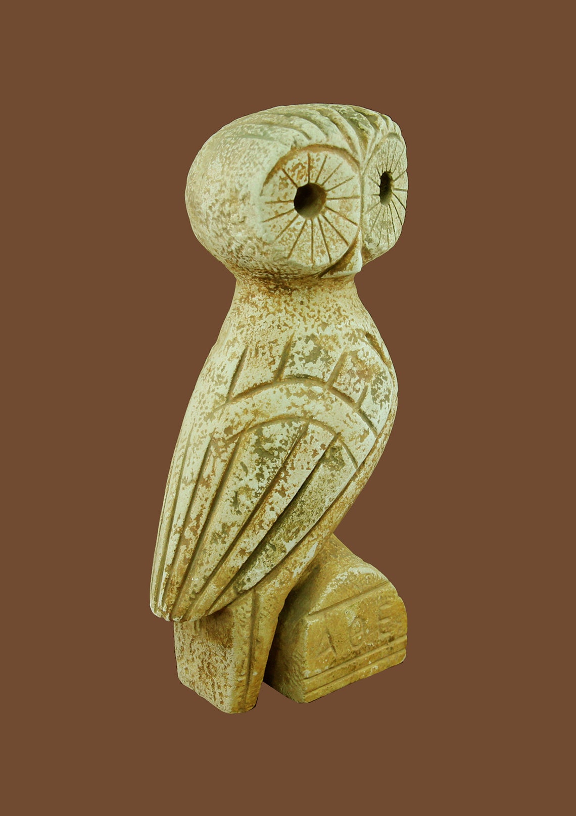 Owl Statue Athena Greek Goddess Owl Engraved Initials ΑΘΕ | Etsy