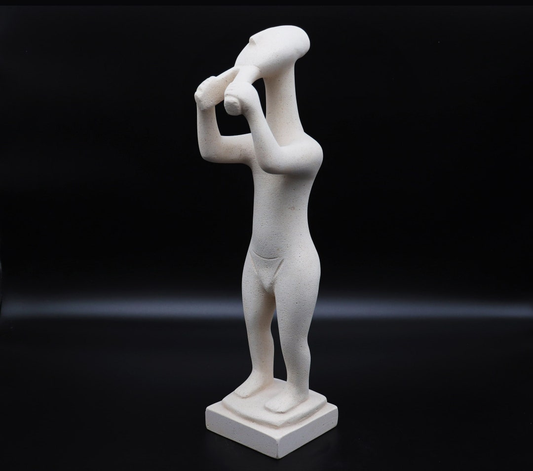Greek Cycladic Flute Player Statue, Art History Marble Inspired Music ...