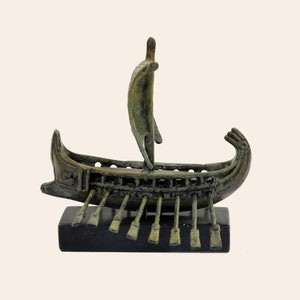 Penteconter Bronze Ship Statue Table Top Display, Trireme Ship ...