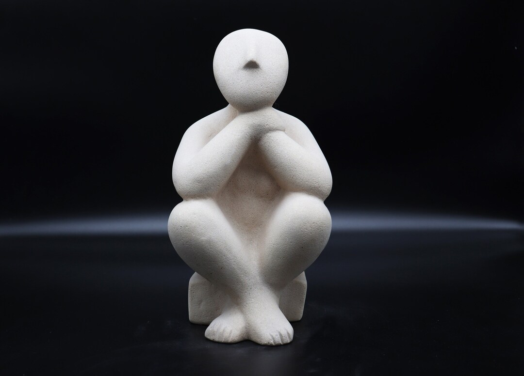 Sitting Woman Figurine Statue, Porestone Greece Cycladic Art Inspired ...