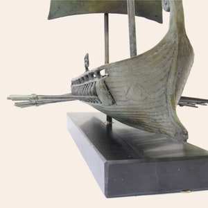 Trireme Bronze Ship Statue Table Top Display, Penteconter Ship ...