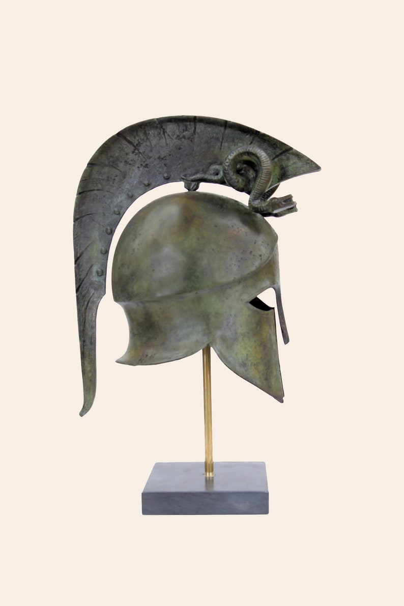 Crested Corinthian Helmet With Snakes Spartan Warrior Solid - Etsy UK