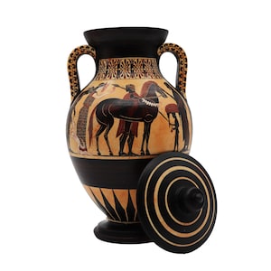 Amphora of Exekias, Greek Pottery Vase, Black Figure Pottery, Ajax and ...