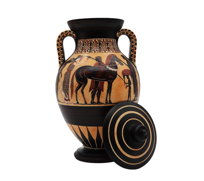 Amphora of Exekias, Greek Pottery Vase, Black Figure Pottery, Ajax and ...