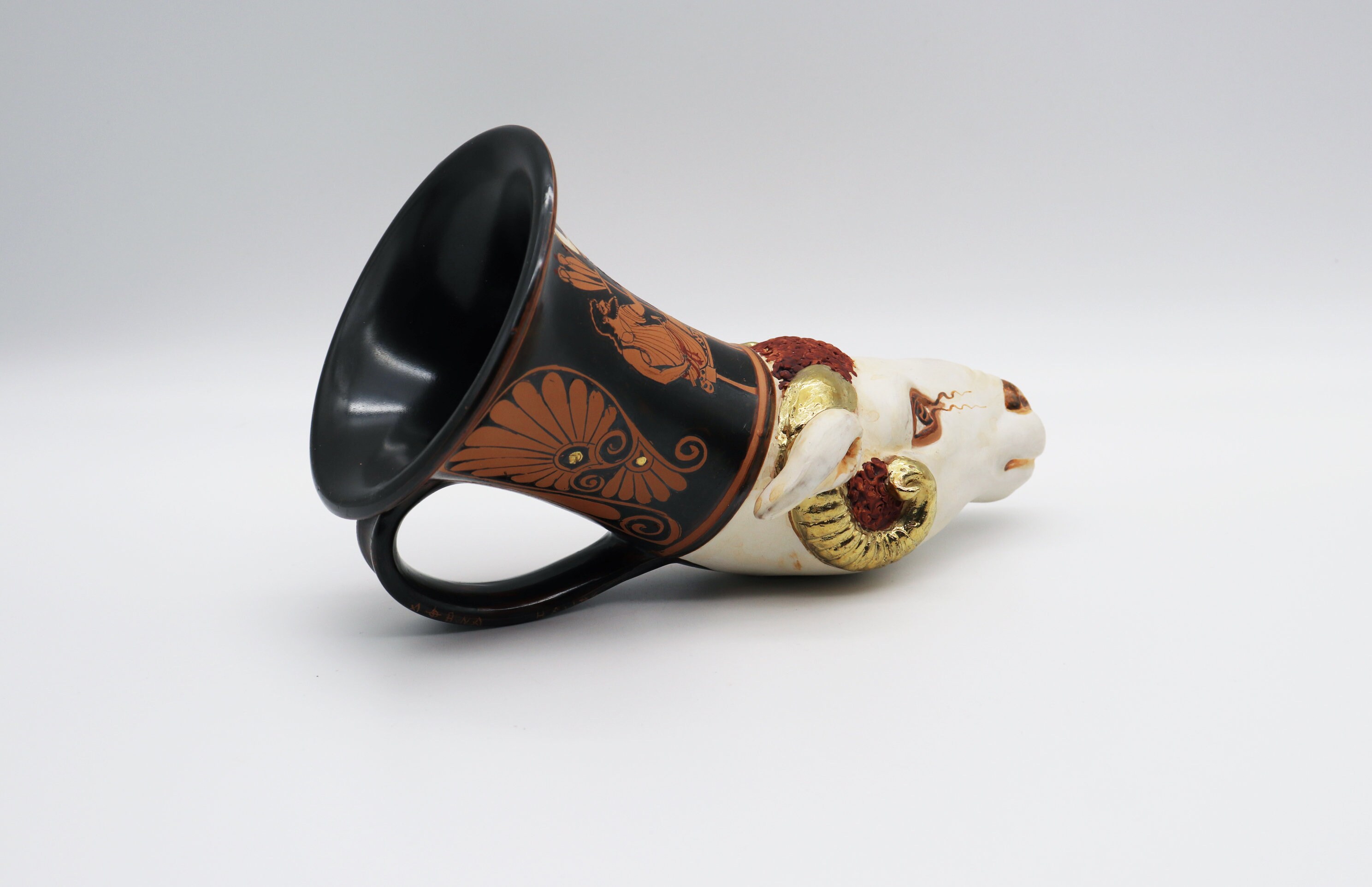 Rhyton Cup, Greek Pottery, Ram Head Replica, Red Figure Pottery, Rare ...