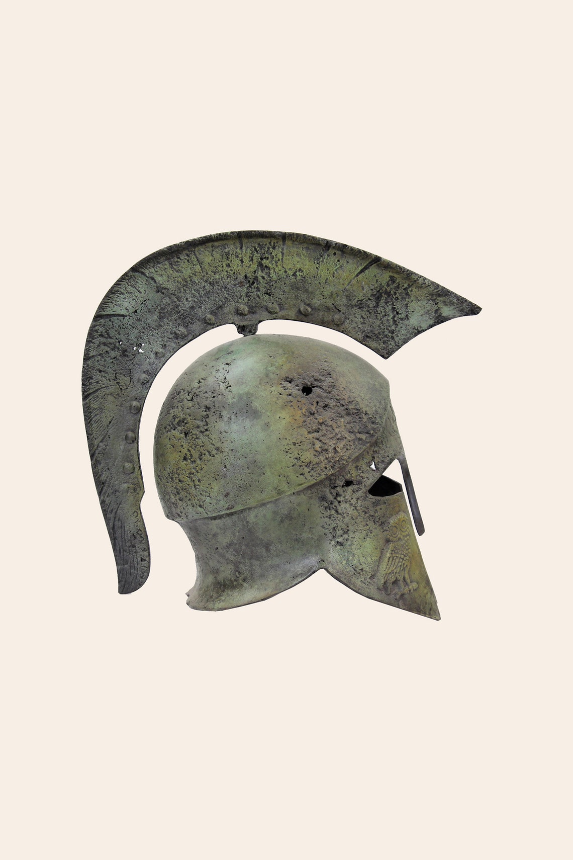 Big Athenian Helmet Owl Solid Bronze Ancient Greek Art Symbol of Wisdom ...