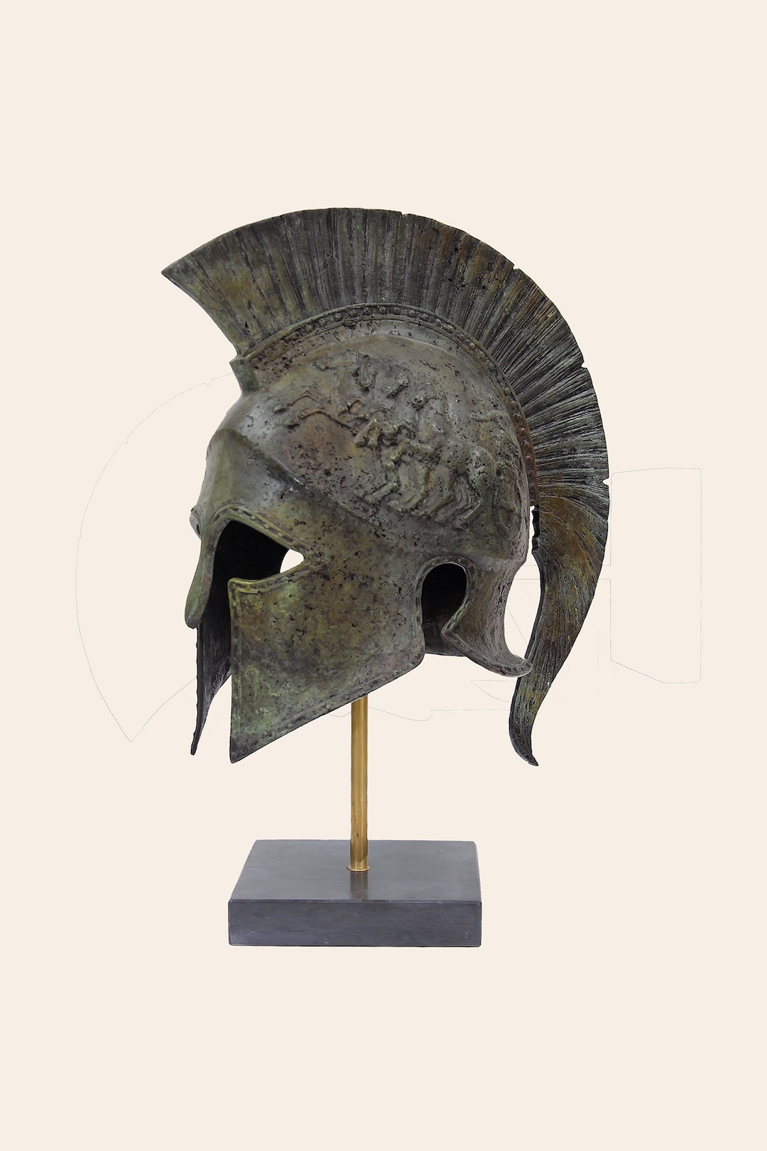 Big Chariot Helmet Solid Bronze Ancient Greek Art Museum Reproduction ...