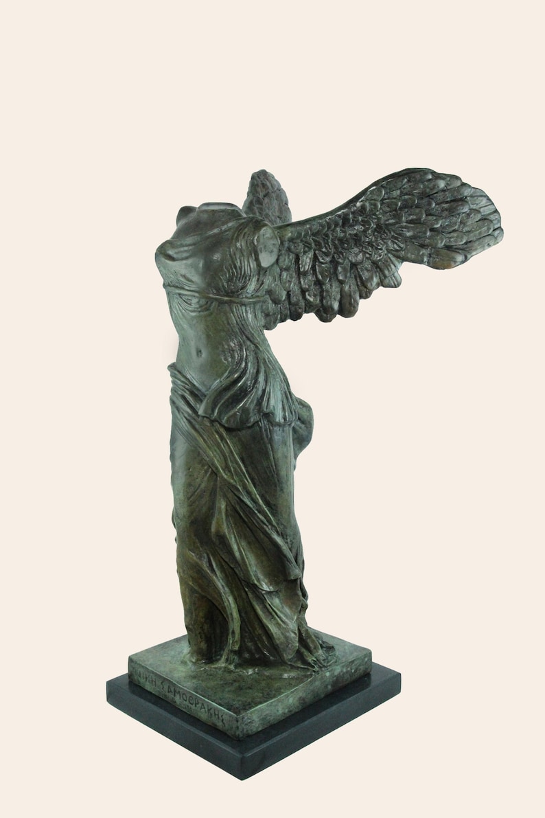 Nike Greek Winged Victory of Samothrace Bronze Patina Statue | Etsy