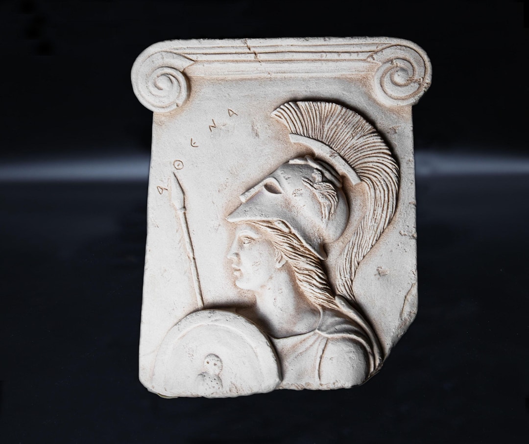Athena Greek Goddess Archaic Plaque, Minerva or Pallas Goddess of ...