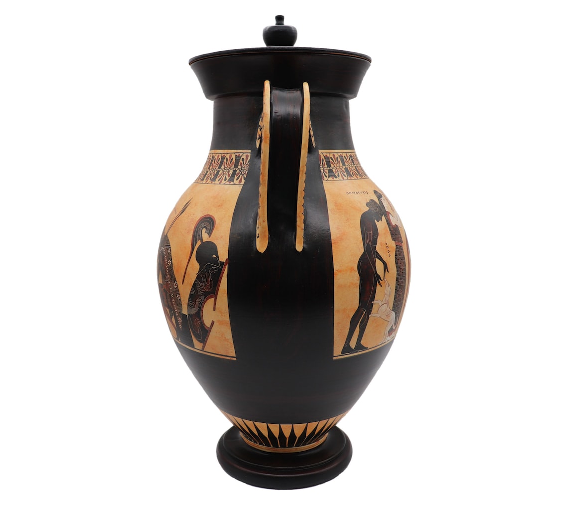 Greek Pottery Amphora of Exekias Black Figure Vase Achilles - Etsy