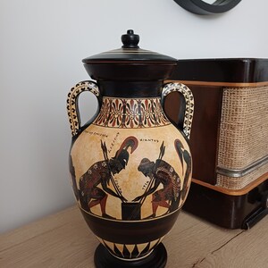 Greek Pottery, Amphora of Exekias, Black Figure Vase, Achilles and Ajax ...