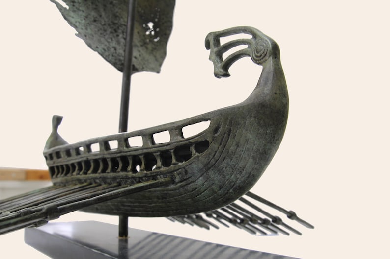 Trireme Ship Bronze Statue Ancient Greek Warship Handmade - Etsy