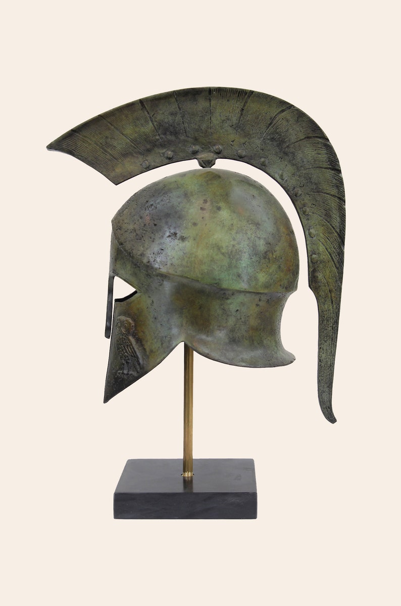 Athenian Real Size Helmet Solid Bronze Ancient Greek Art Owl - Etsy