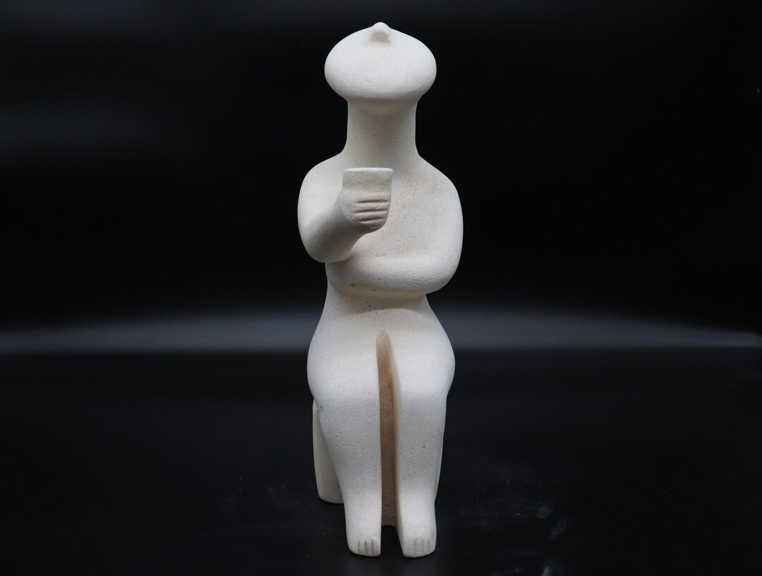 Cycladic Museum Figurine Replica, Large Seated Cup Bearer Statue ...