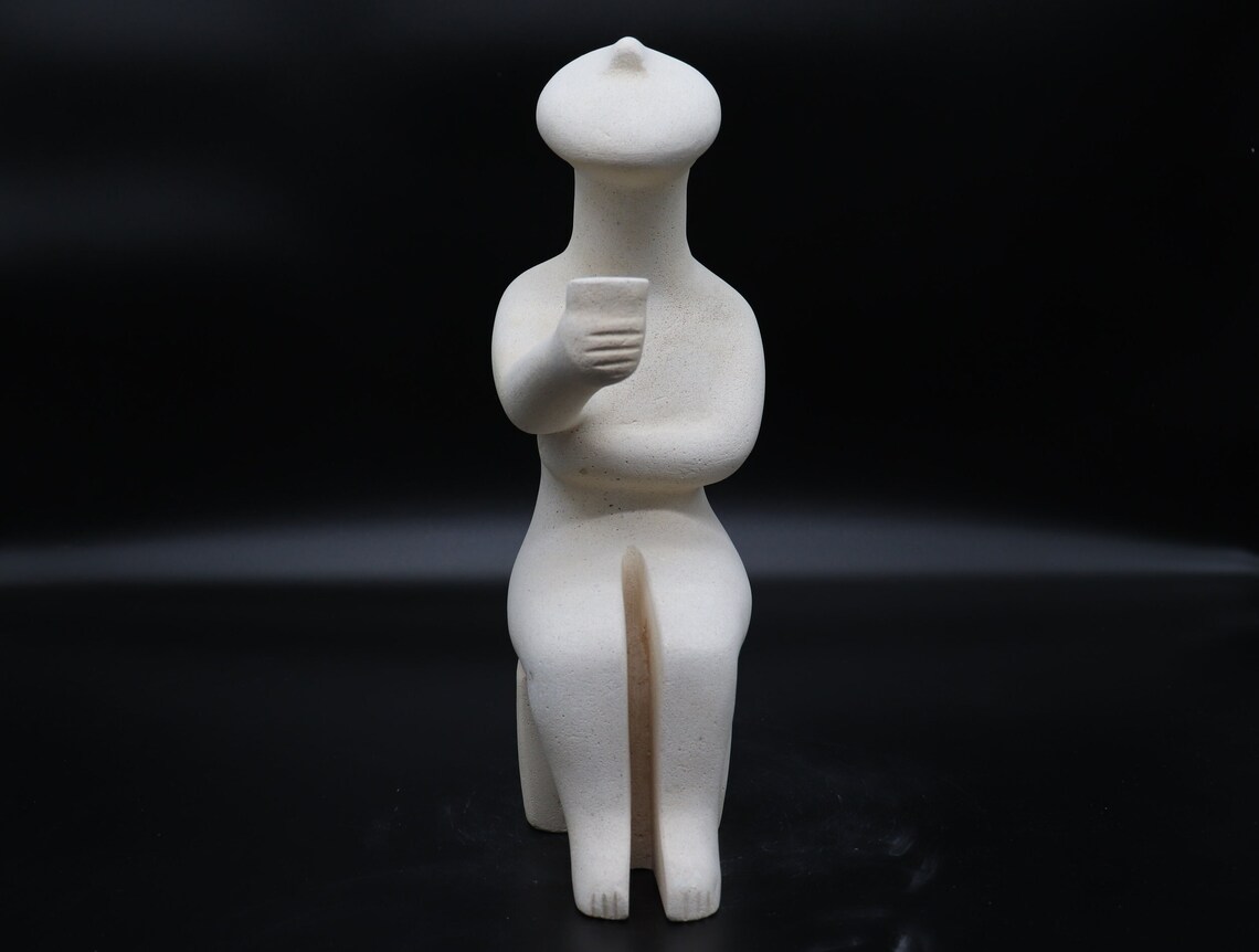 Cycladic Museum Figurine Replica, Large Seated Cup Bearer Statue ...
