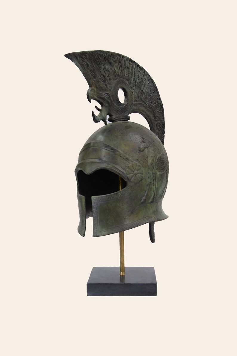 Cretan Helmet Pegasus Griffin Real Size Helmet Solid Bronze Ancient ...