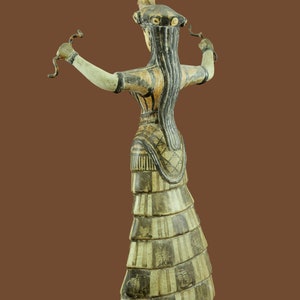 Minoan Snake Goddess Figurine Museum Copy Plaster Cast Sculpture White ...