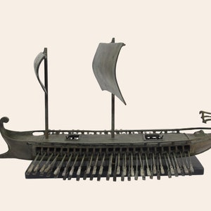 Ancient Greek Trireme Ship, Handmade Solid Bronze Vessel Statue, Marine ...