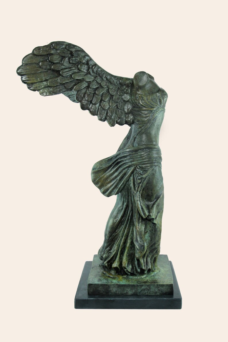 Nike Greek Winged Victory of Samothrace Bronze Patina Statue | Etsy
