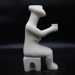 Cycladic Museum Figurine Replica, Large Seated Cup Bearer Statue ...