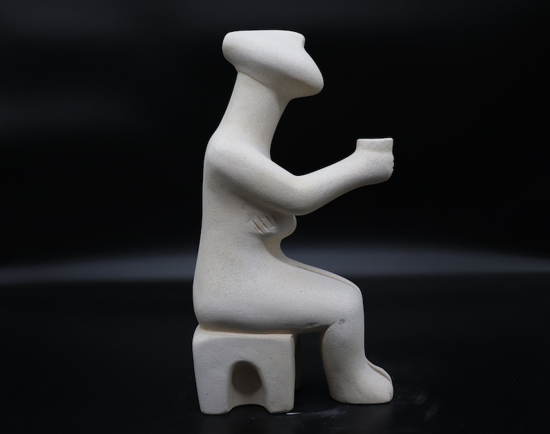Cycladic Museum Figurine Replica, Large Seated Cup Bearer Statue ...